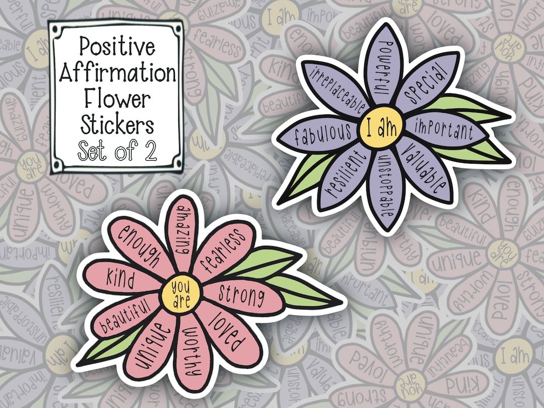 Positive Affirmation Flower Sticker Set Self Love Self Care - Etsy