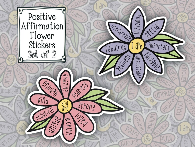Positive Affirmation Flower Sticker Set Self Love Self Care - Etsy