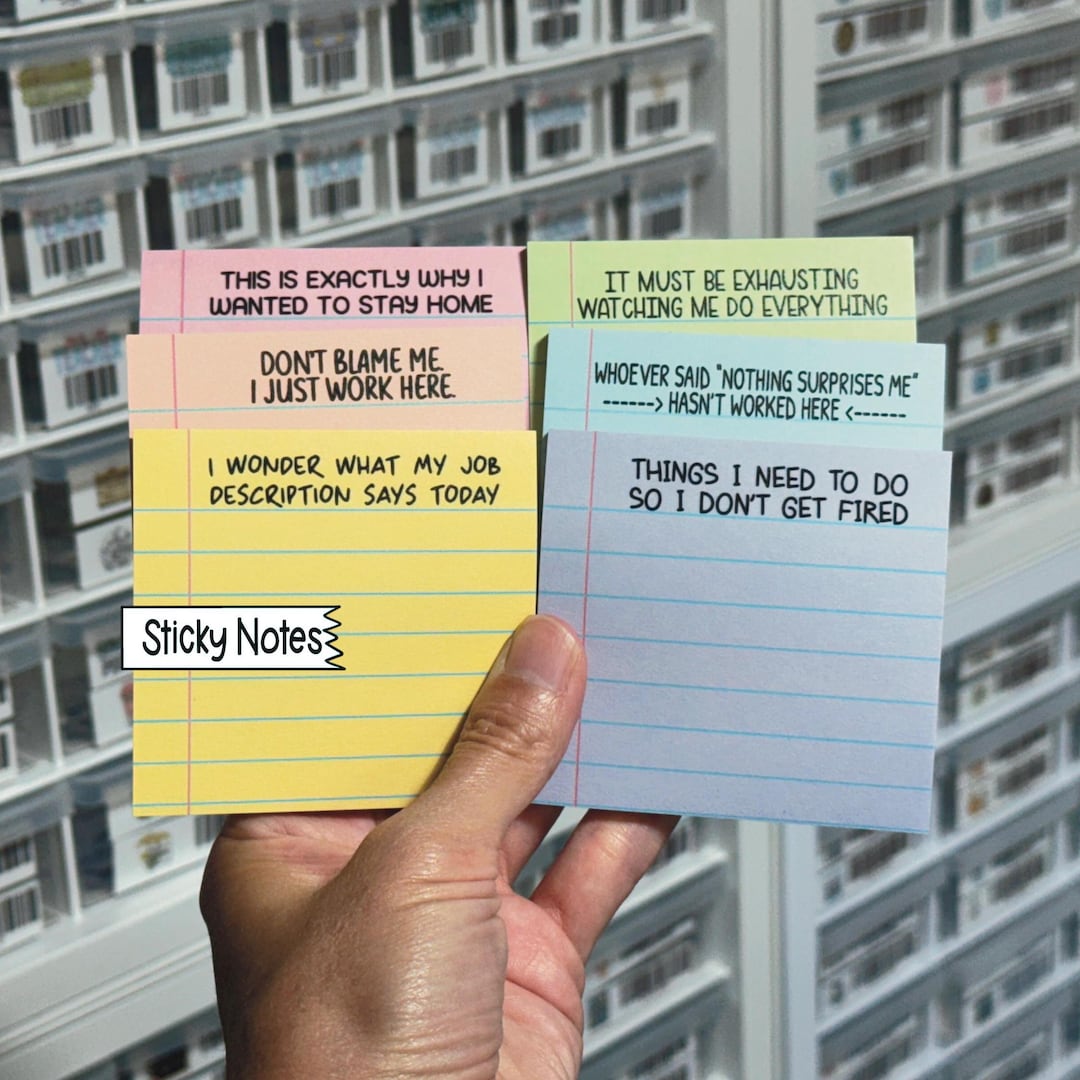 Work Humor Lined Sticky Notes Set, Sassy Memo Pad Notepad, Sticky Note ...