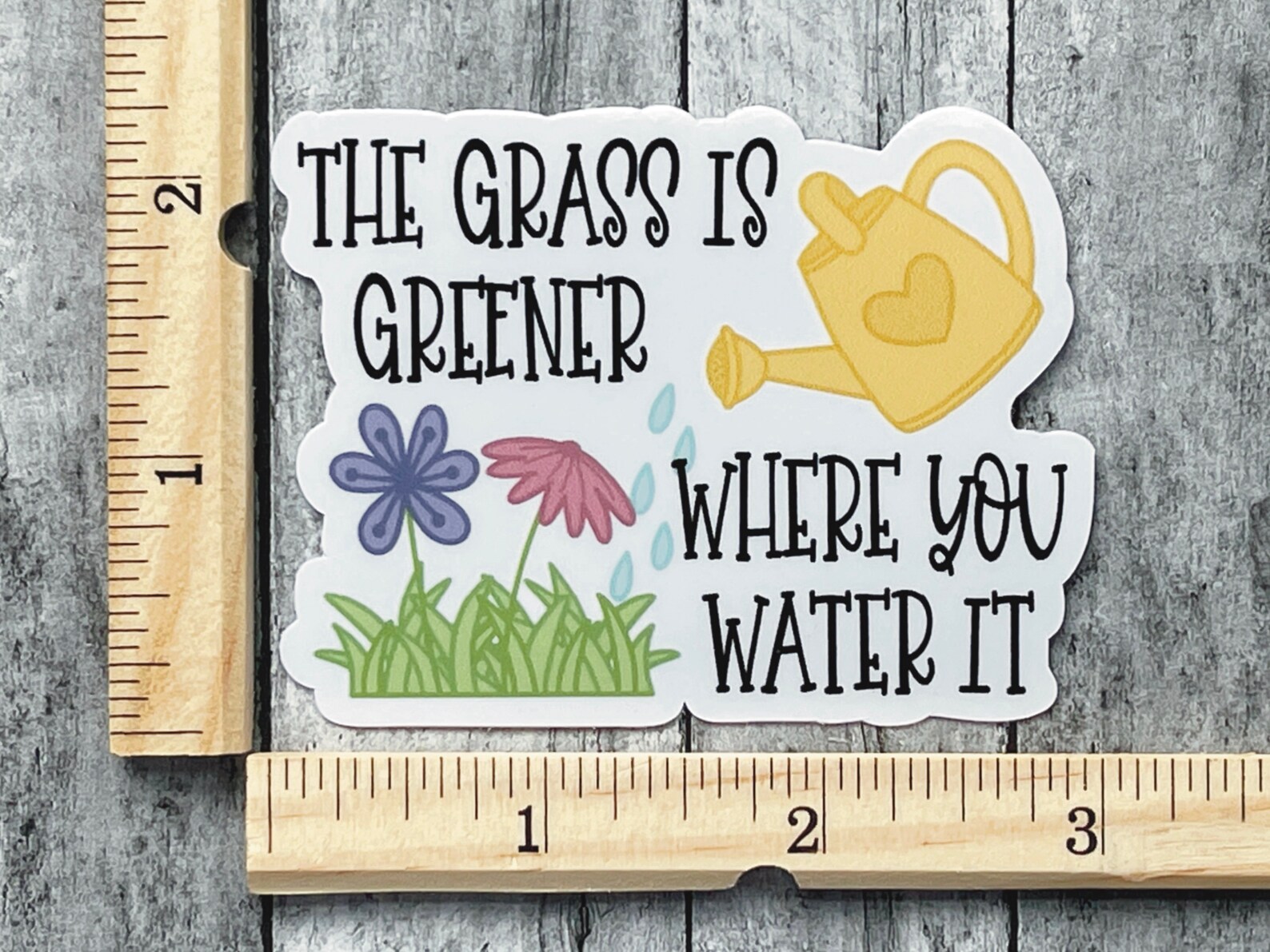 The Grass is Greener Where You Water It Sticker Watering Can | Etsy