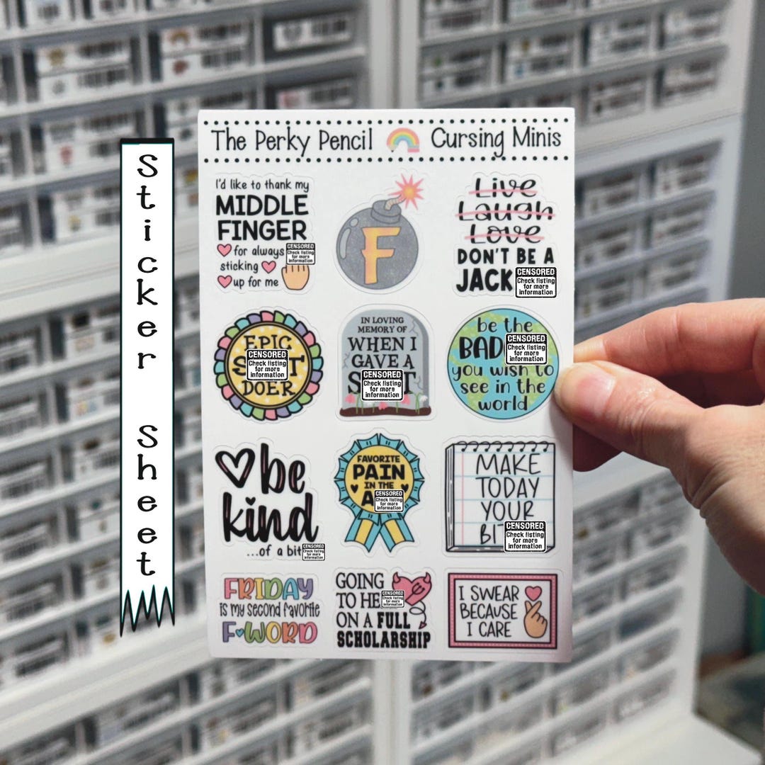 Cursing Minis 4x6 Sticker Sheet, Bujo Sticker Sheet, Planner Stickers ...