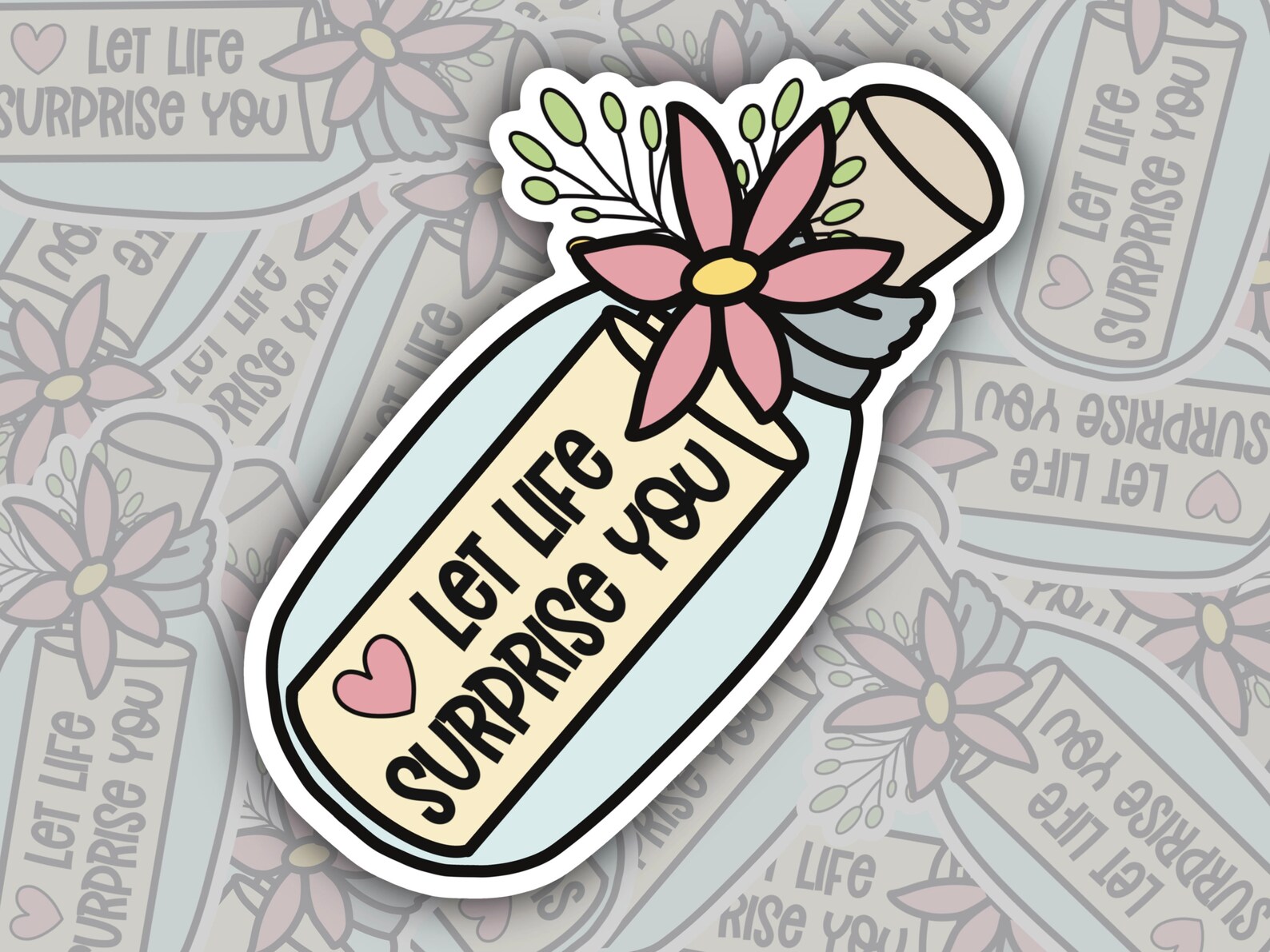 Let Life Surprise You Message in a Bottle Sticker Positivity - Etsy