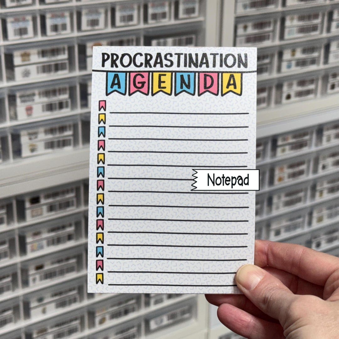 Procrastination Agenda Notepad, Cute Memo Pad, Sarcastic Note Pad ...