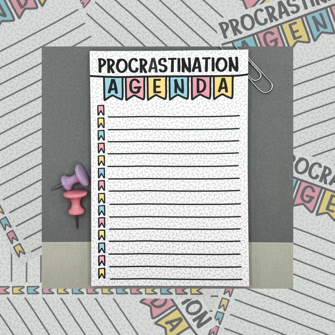 Procrastination Agenda Notepad, Cute Memo Pad, Sarcastic Note Pad ...
