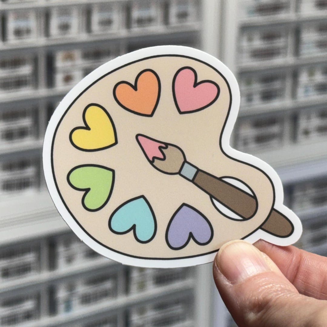Paint Palette Sticker, Colorful Rainbow Gift for Art Teacher, Artist ...