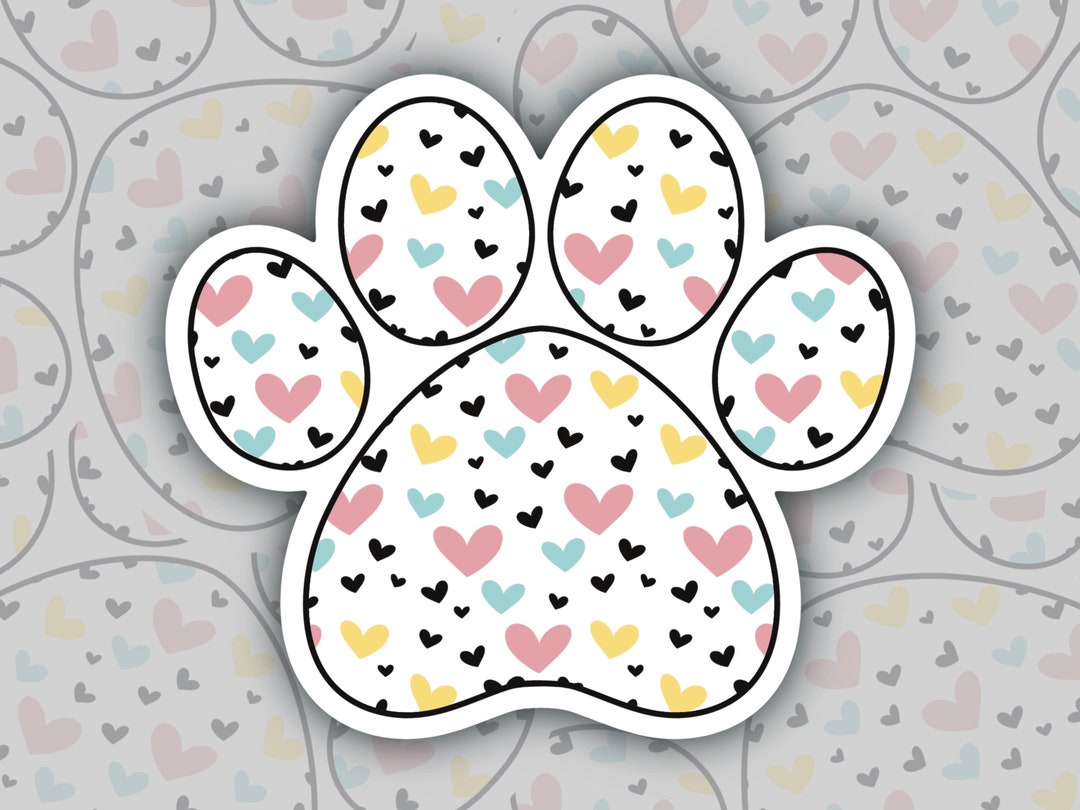 Paw Print Stickers Heart Love Paw Stickers Cat Mom Sticker - Etsy