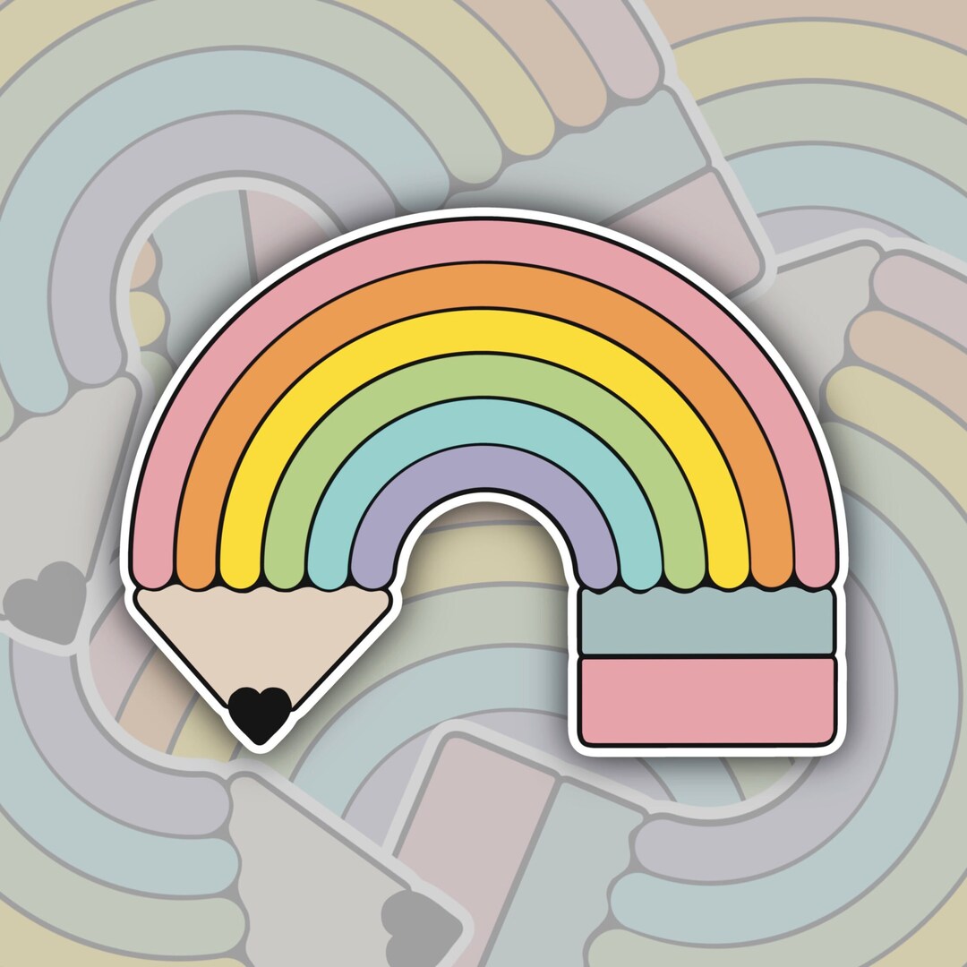 Rainbow Pencil Sticker, Cute Teacher Sticker, Artist Decal, Teacher ...