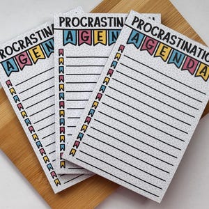 Procrastination Agenda Notepad, Cute Memo Pad, Sarcastic Note Pad ...