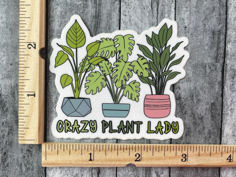 Crazy Plant Lady Sticker, Cute Botanical Sticker, Funny Plant Lover ...