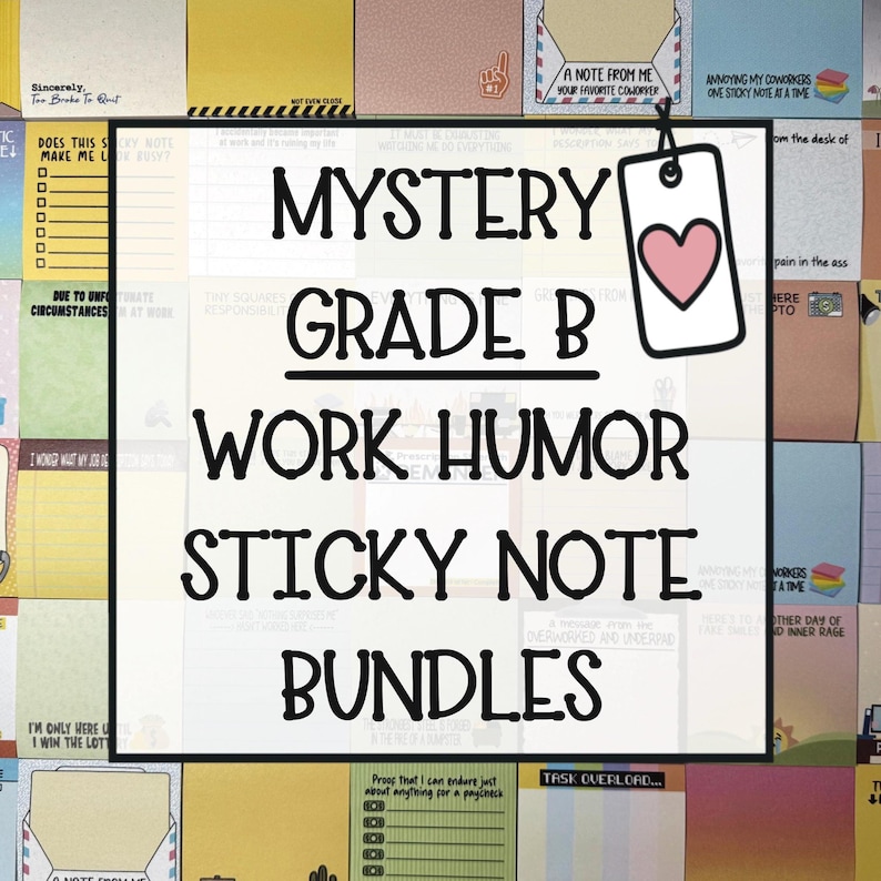 Mystery Grade B Work Humor Sticky Notes Bundle, Funny Sarcastic Oopsie ...