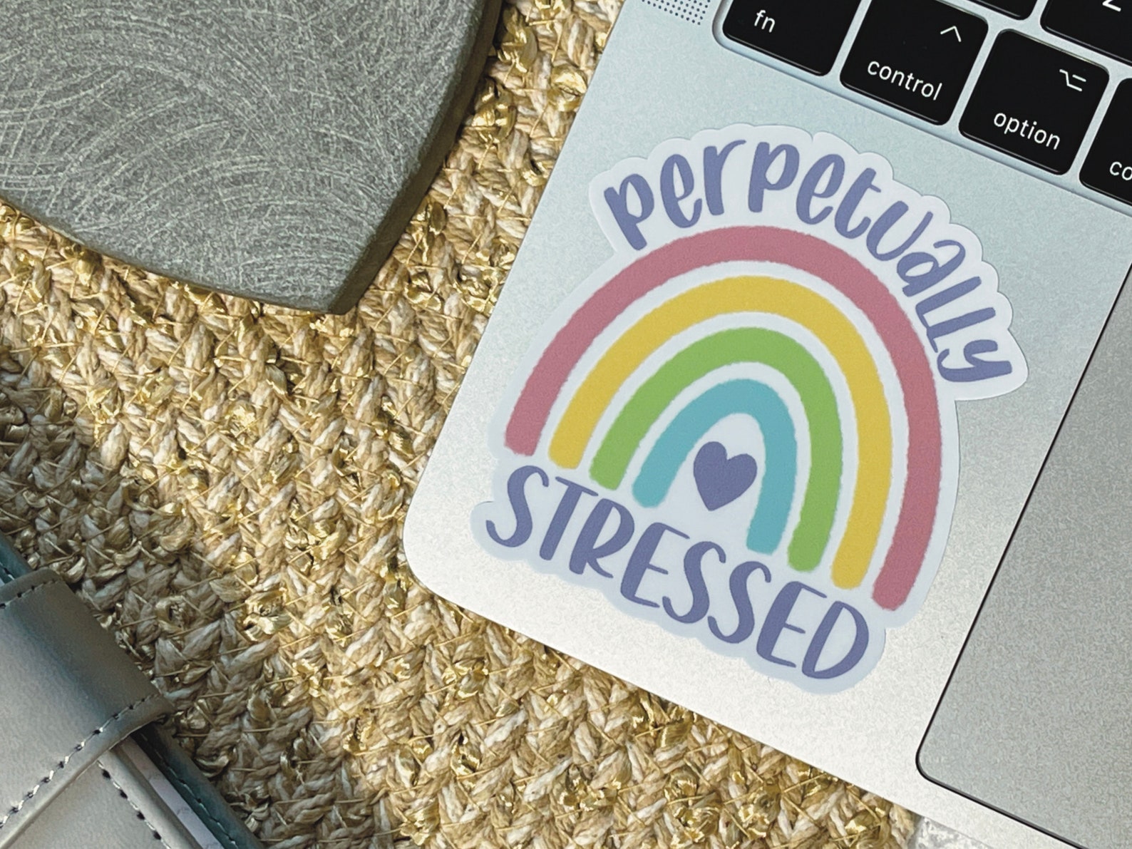 Perpetually Stressed Sticker Rainbow Anxiety Sticker Mental - Etsy