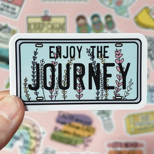 Enjoy the Journey Sticker, Floral License Plate Decal, Glossy Botanical ...