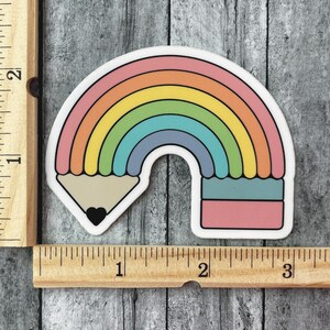 Rainbow Pencil Sticker Cute Teacher Sticker Artist Decal | Etsy