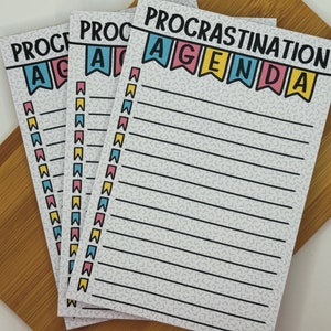 Procrastination Agenda Notepad, Cute Memo Pad, Sarcastic Note Pad ...