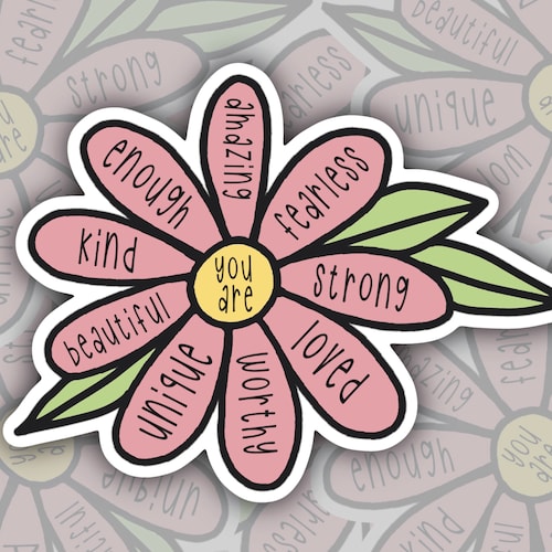 Positive Affirmation Flower Sticker Set Self Love Self Care - Etsy