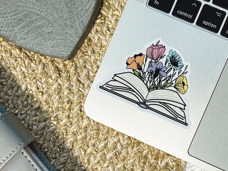 Floral Open Book Sticker Flower Reading Bookish Stickers - Etsy