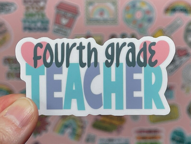 Fourth Grade Teacher Sticker, 4th Grade Teacher Decal, Grade Level ...