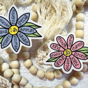 Positive Affirmation Flower Sticker Set Self Love Self Care | Etsy