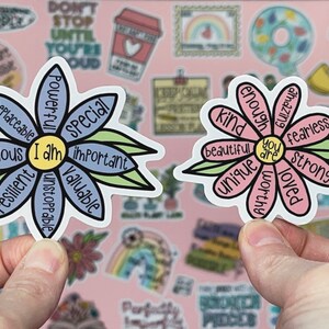 Positive Affirmation Flower Sticker Set Self Love Self Care | Etsy