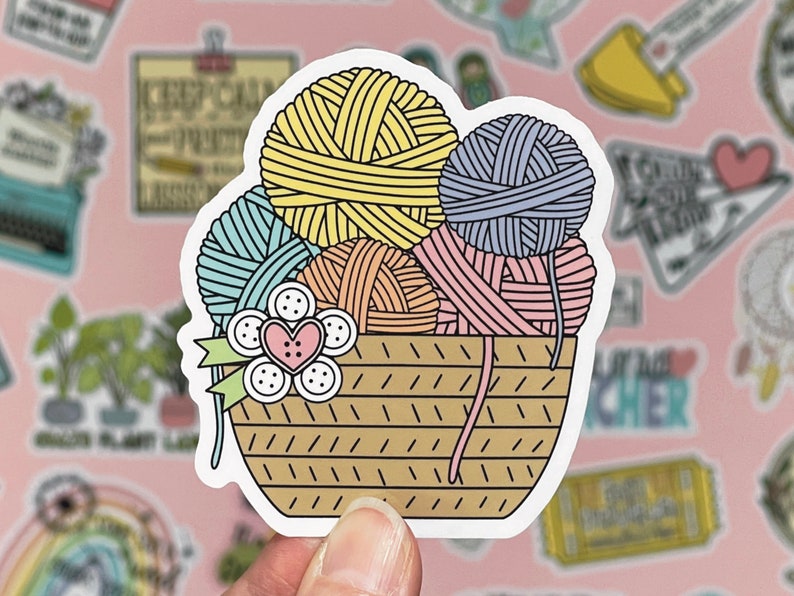 Yarn Basket Sticker Knitting Sticker Crochet Sticker Yarn - Etsy