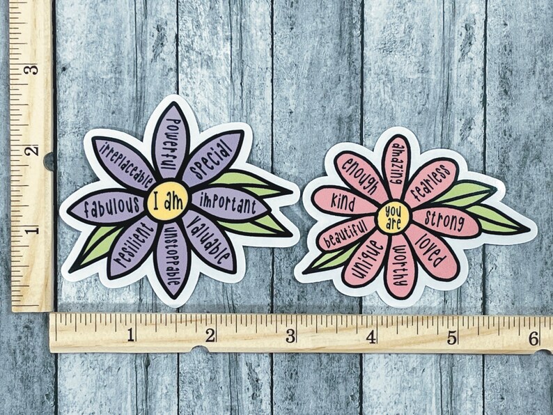 Positive Affirmation Flower Sticker Set Self Love Self Care - Etsy