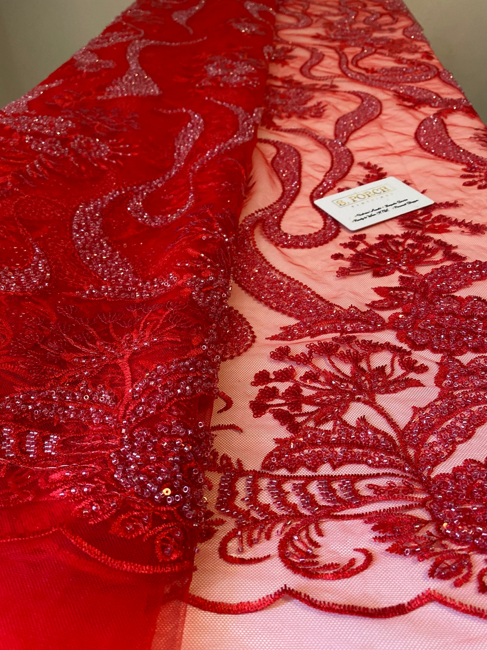 Red Luxury Bridal ,heavy Beaded,haute Couture Handbeaded Floral Lace ...