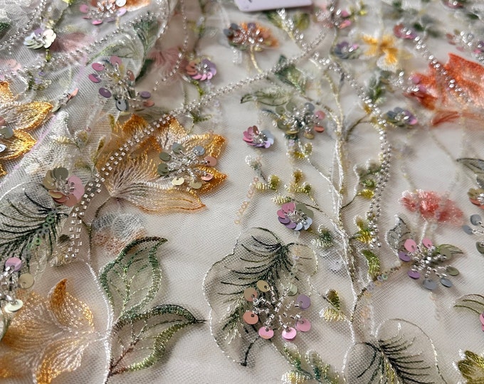 Luxury Bridal,haute Couture Beaded Embroidery Lace, in Rose /floral ...