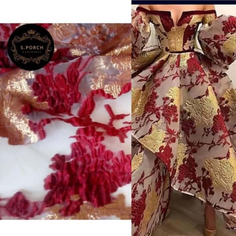 Exotic Organdy/organza BROCADE for Haute Couture,prom Dresses,red ...