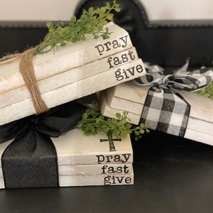 Pray Fast Give Book Stack / Farmhouse Book Stack / Real Books - Etsy