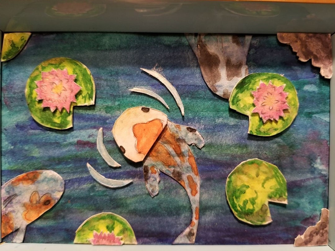 Koi Fish 3D Watercolor Picture Custom Layered Paper Art - Etsy