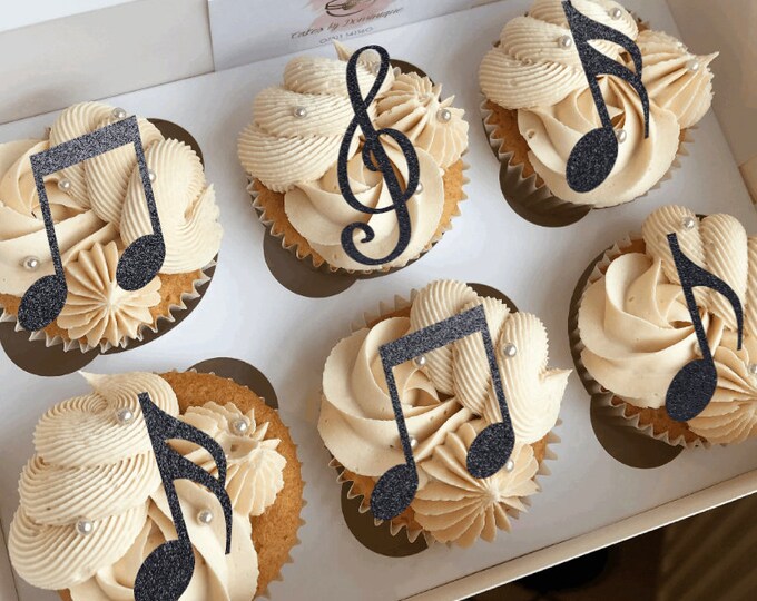 Music Note Themed Cupcake Toppers Pack of 6 - Etsy UK