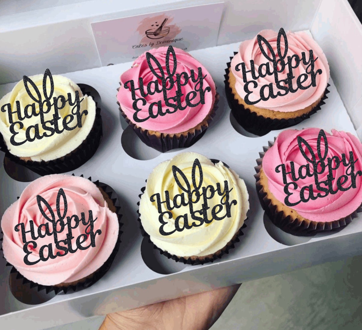 Happy Easter Glitter Cupcake Toppers Pack of 6 - Etsy UK