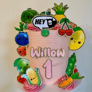 Hey Bear Dancing Fruit Cake Topper Bundle - Personalise Name/age - Etsy UK