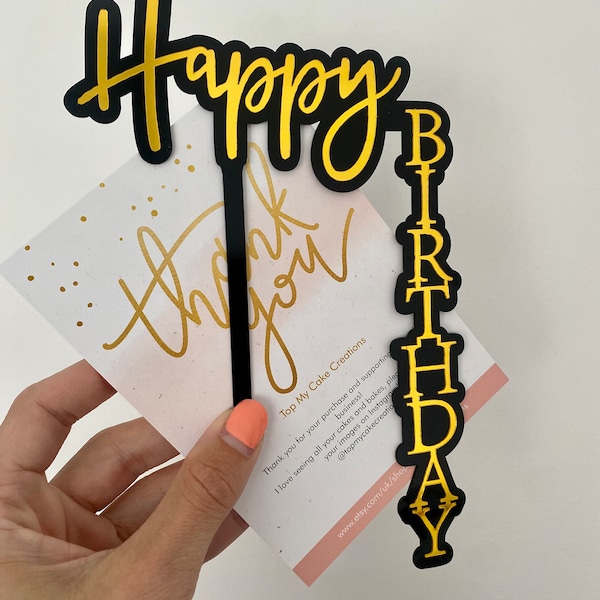 Happy Birthday Side Cake Topper - Etsy Australia