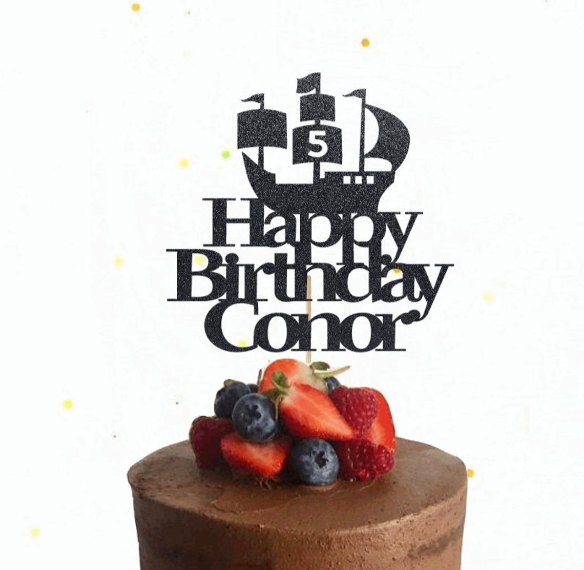 Pirate Ship Personalised Cake Topper Personalise NAME/AGE | Etsy UK