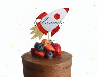 Rocket Cake Topper, Any Age, Outter Space, Rocket Ship, Astronaut Theme ...