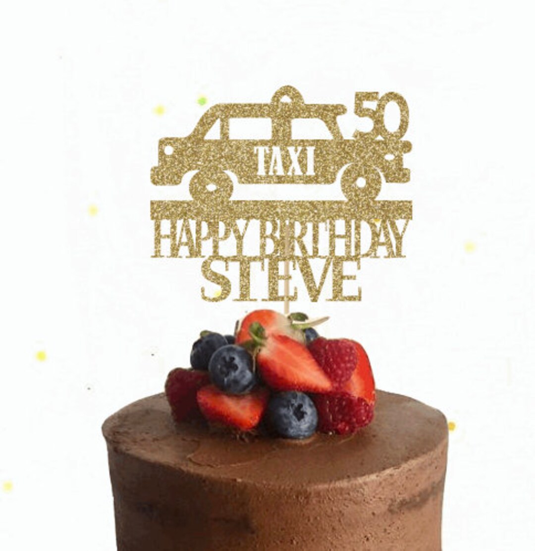 Taxi Personalised Cake Topper Personalise NAME/AGE Yellow Cab NYC - Etsy
