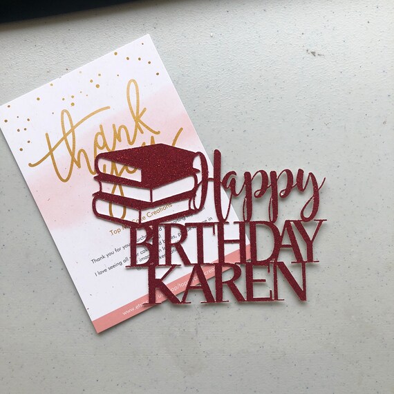 Personalised Cake Topper Book / Bookworm / Reading | Etsy UK