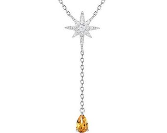 Star Shaped Citrine Necklace - Etsy