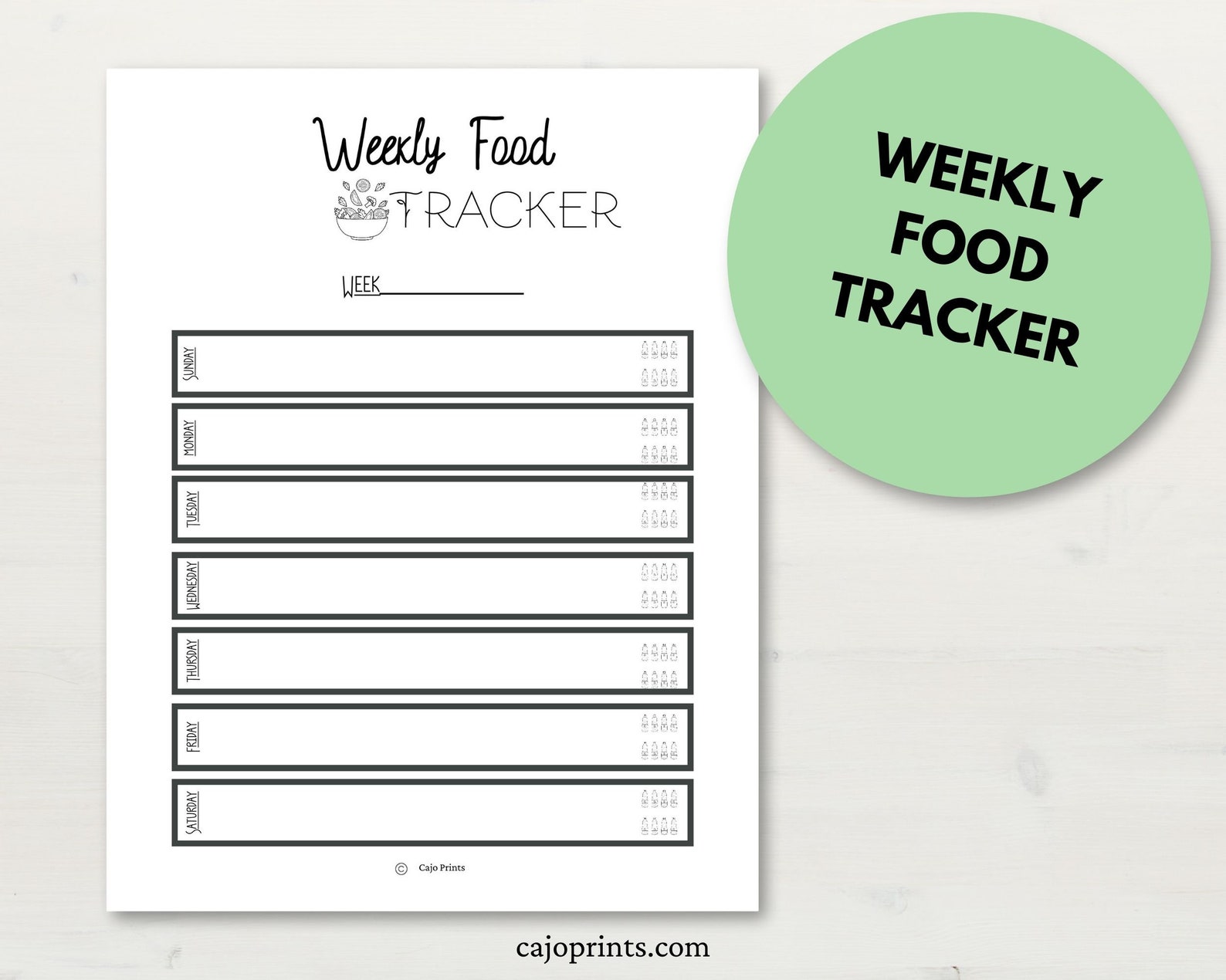 Weekly Food Tracker Meal Tracker Printable | Etsy