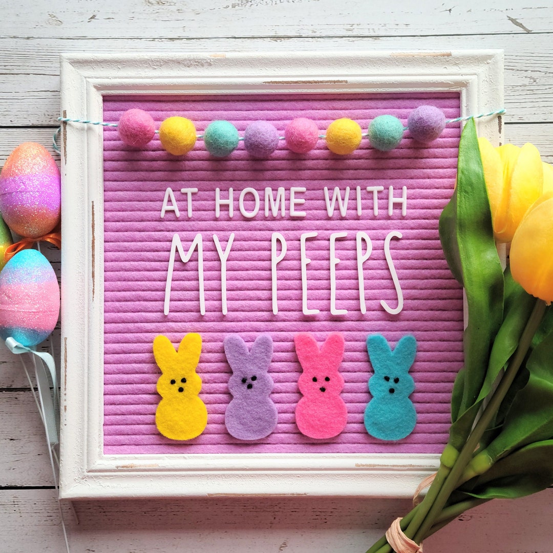 Easter Peeps Letter Board Icons Embroidered Felt Bunnies and Easter Pom ...