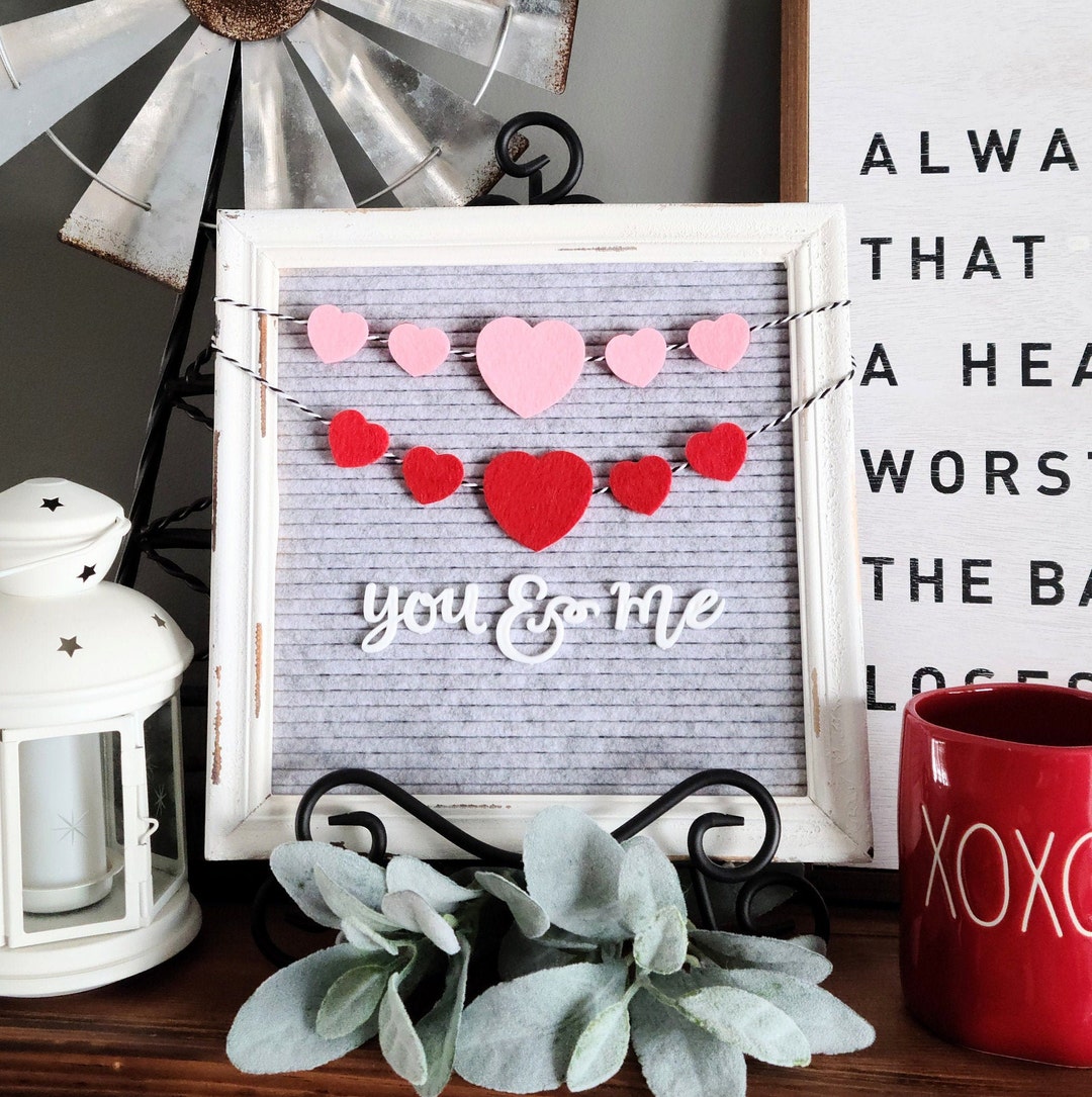 Felt Heart Letter Board Garland Reversible to Pink or Red Valentine's ...