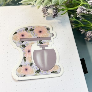 Floral Stand Mixer Sticker • Baking Sticker • Laptop Sticker • Water ...