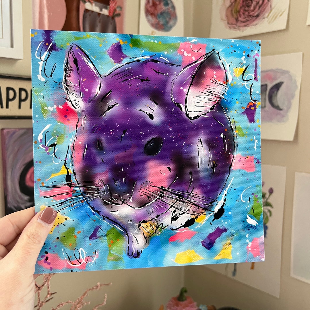 Colorful Chinchilla Art Print: Hand-drawn Abstract Decor (8x8) - Etsy