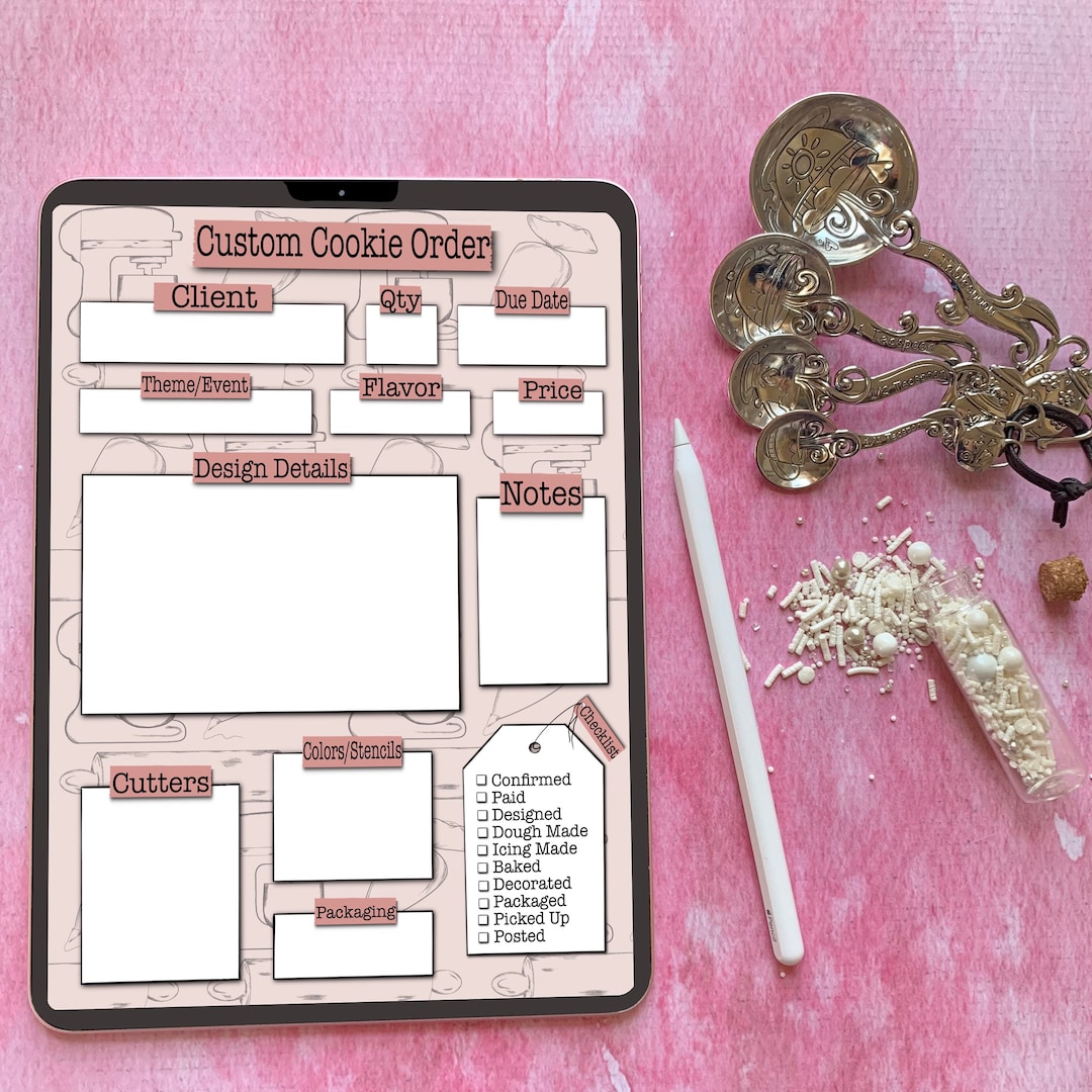 Custom Cookie Order Form, Planner Page, Printable, Digital Download - Etsy