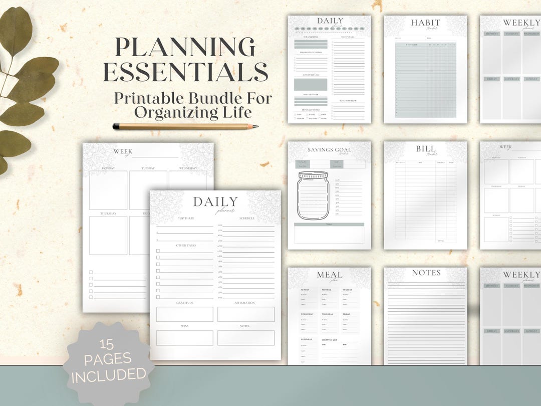 Planning Essentials Printable Bundle for Organizing Your Life Planner ...