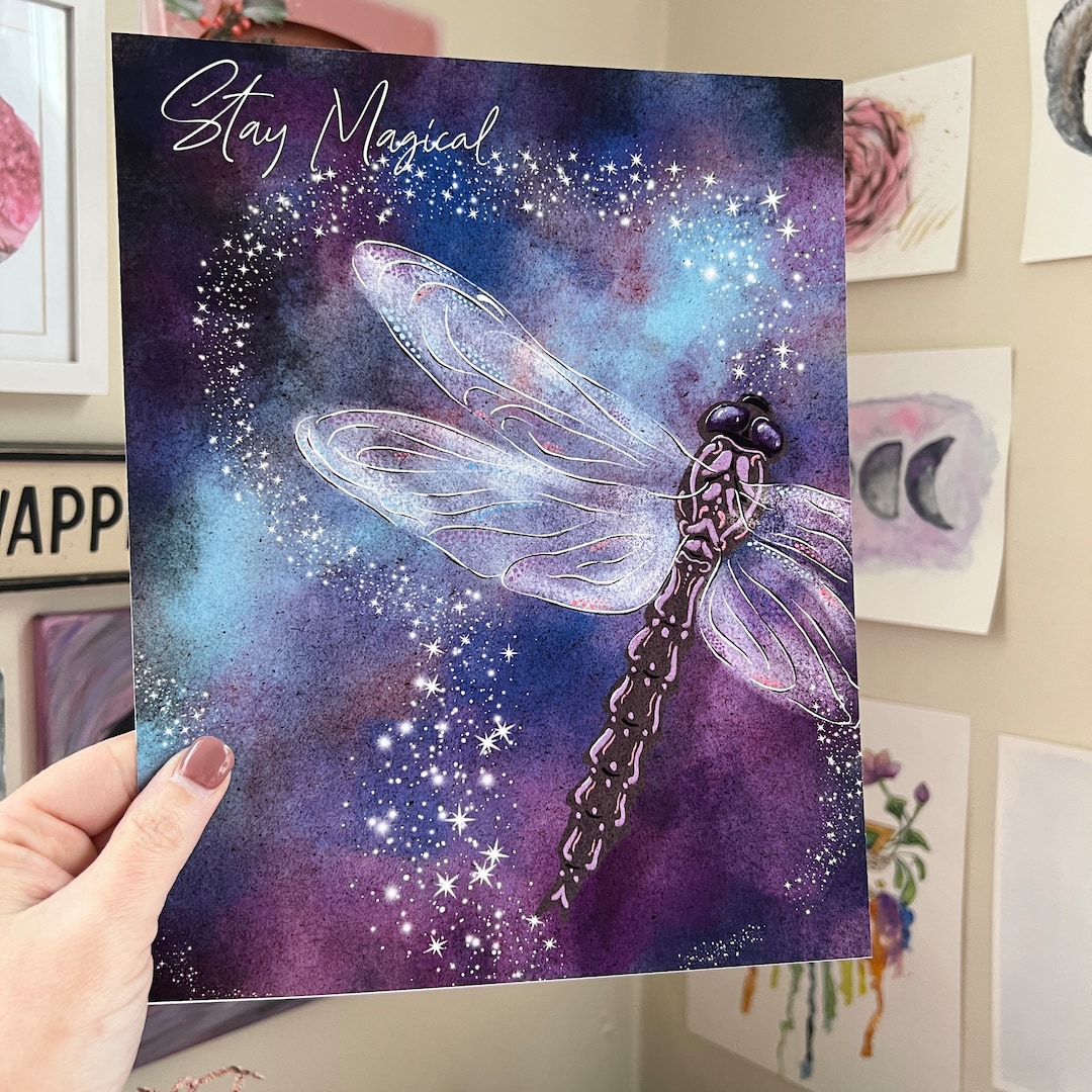 Magical Dragonfly Art Print 8"x10" Charming Illustration Wall Decor - Etsy