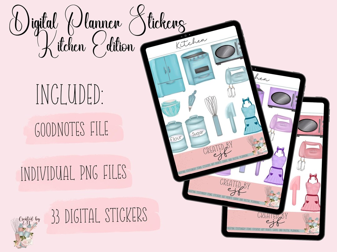 Kitchen Digital Planning Stickers, Digital Journaling Stickers, Digital ...