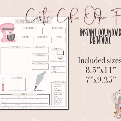 Custom Sweets Order Form Sprinkle Edition Planner Page - Etsy