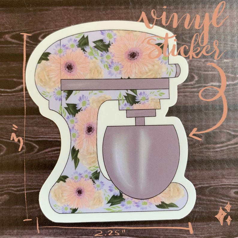 Floral Stand Mixer Sticker Baking Sticker Die-cut Sticker - Etsy